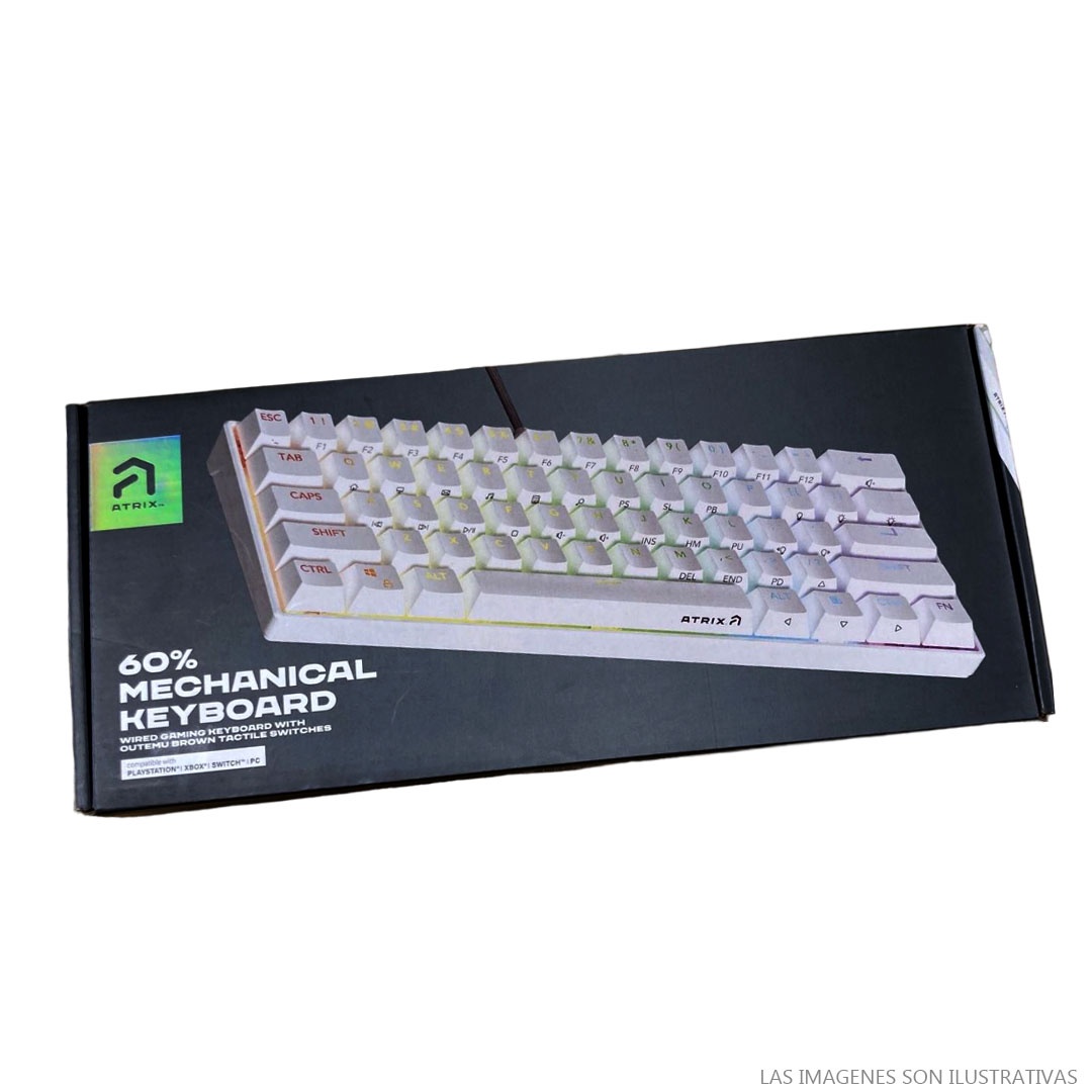 Teclado Gamer mecanico Atrix / RGB / Compatible con consolas / 60%